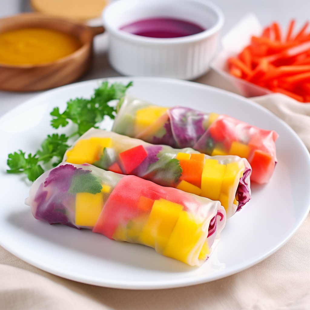 Colorful Rainbow Spring Rolls with Sweet Chili Mango Dipping Sauce ...