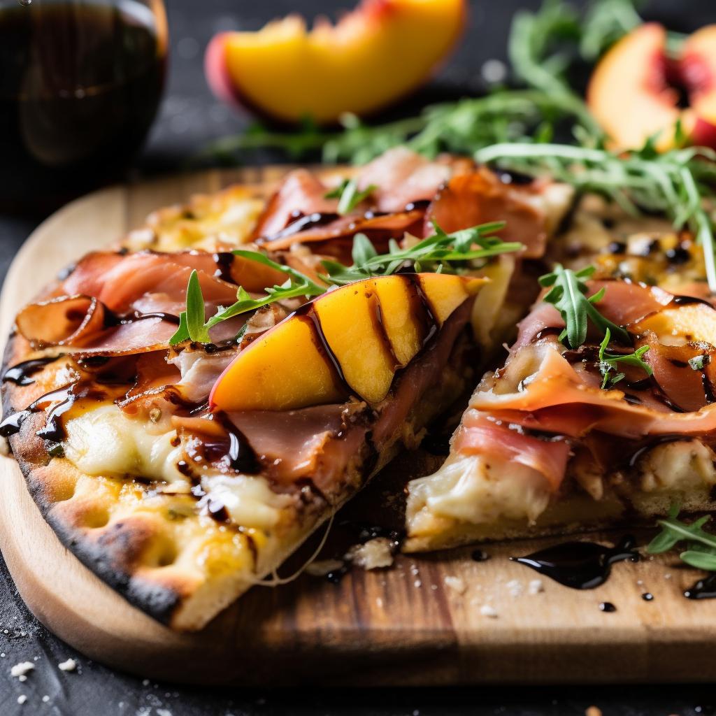 Grilled Peach and Prosciutto Pizza with Balsamic Glaze - Tasty Tango